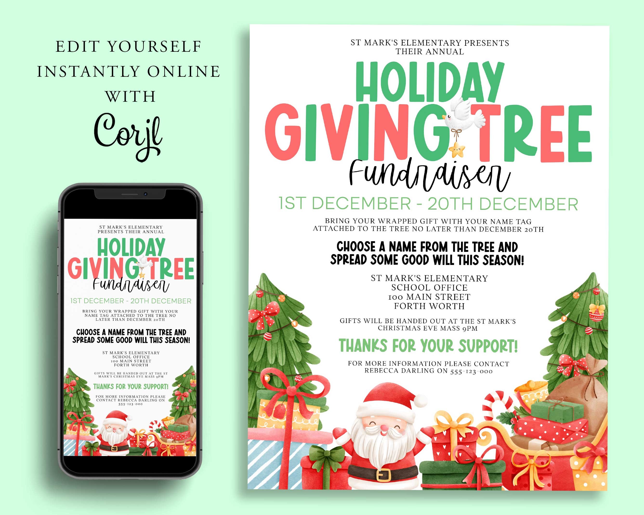 CHRISTMAS Giving Tree Fundraiser Flyer, PTA Pto, School Teacher ...