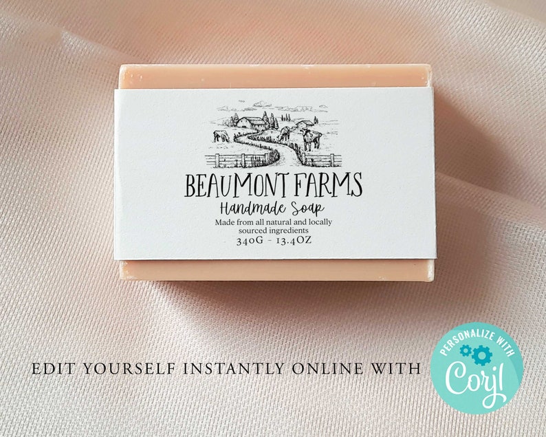 Vintage FARM HOUSE Editable Soap Label, Custom Product, Diy Soap Label ...