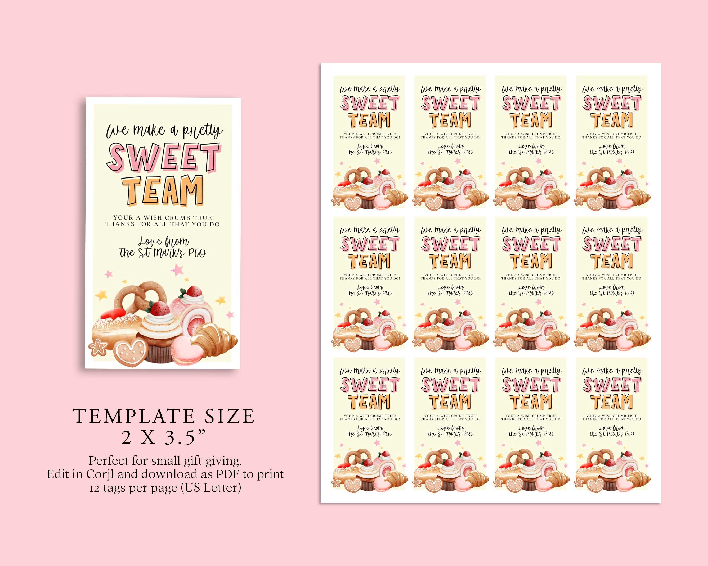 SWEETS Appreciation Gift Tag, Teacher, Friends, Mothers Day, Valentine ...