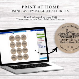 Round FARMHOUSE Editable Product Sticker, ORGANIC Circular Product ...