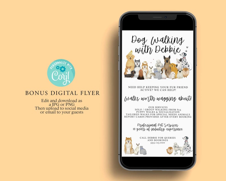 DOG WALKING Flyer, Pet Walking Business Flyer Template, Pet Grooming ...
