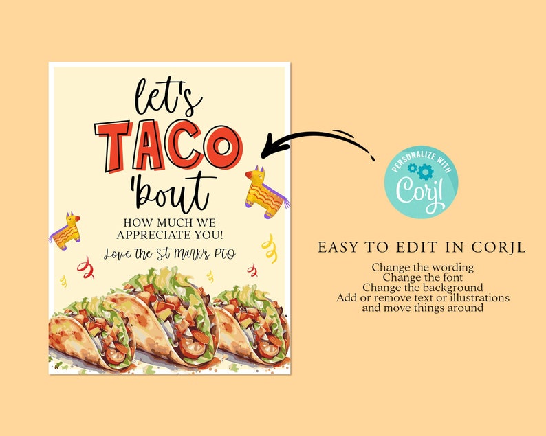 TACO Appreciation Sign, Teacher Staff Nurse Volunteer Appreciation ...