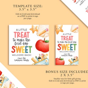 BACK to SCHOOL Treat Appreciation Gift Tag, Teacher, Friends Thankyou ...