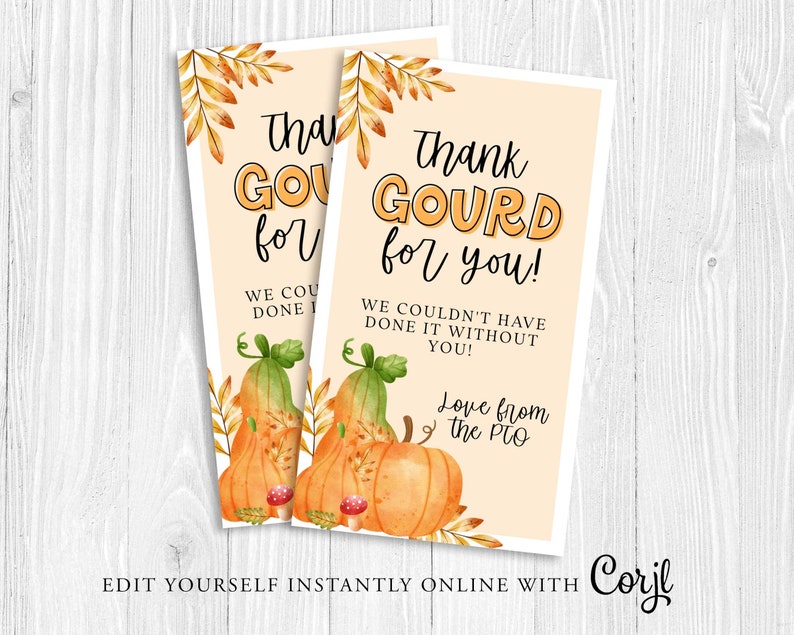 FALL Appreciation Gift Tag, Teacher, Friends, Thanksgiving Pumpkin ...