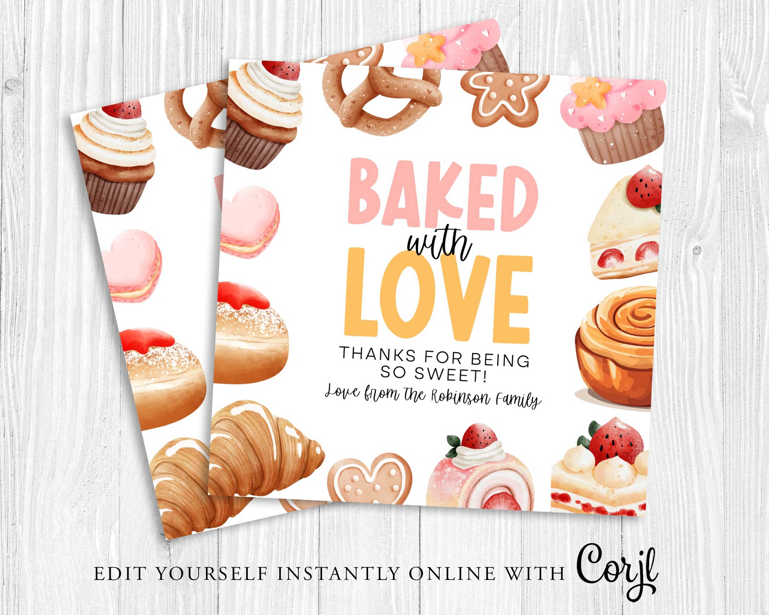 BAKED With Love Appreciation Gift Tag, Teacher, Friends, Mothers Day ...