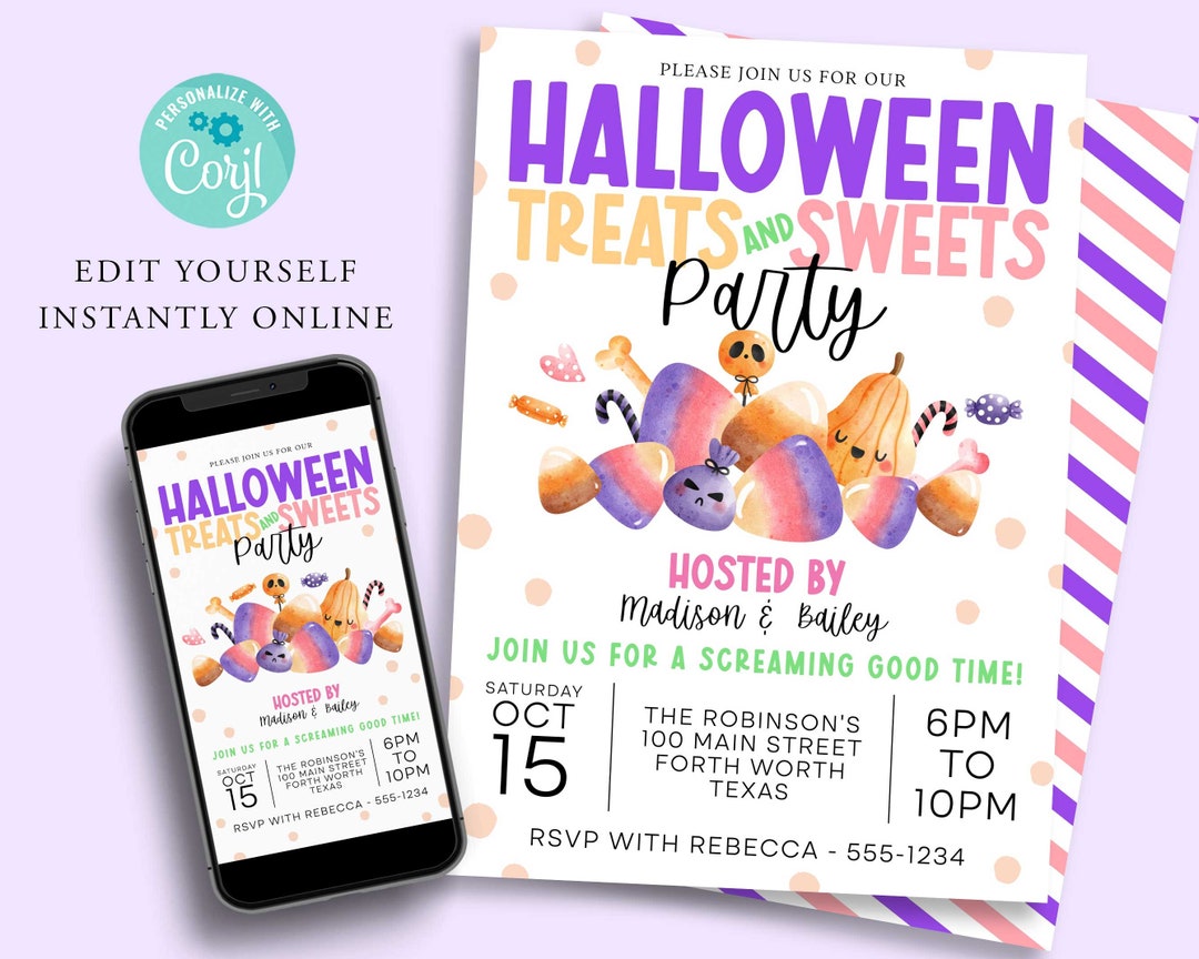 HALLOWEEN Party Flyer Editable Template, Spooky, Trick or Treat Party ...