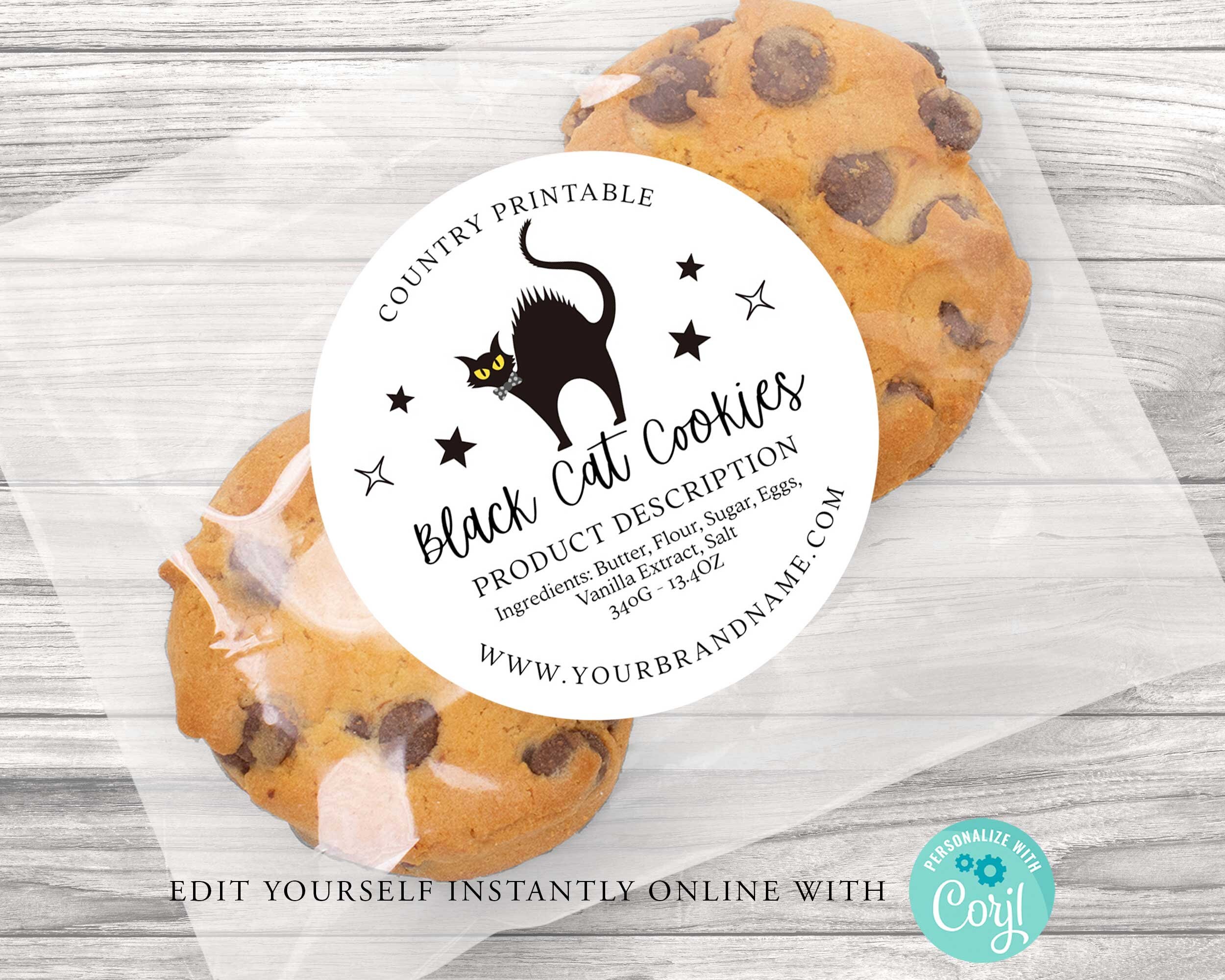Editable HALLOWEEN Labels, Round Kraft Label, Baking Label Printable ...