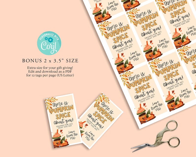 FALL Appreciation Gift Tag, Teacher, Friends, Thanksgiving Pumpkin ...