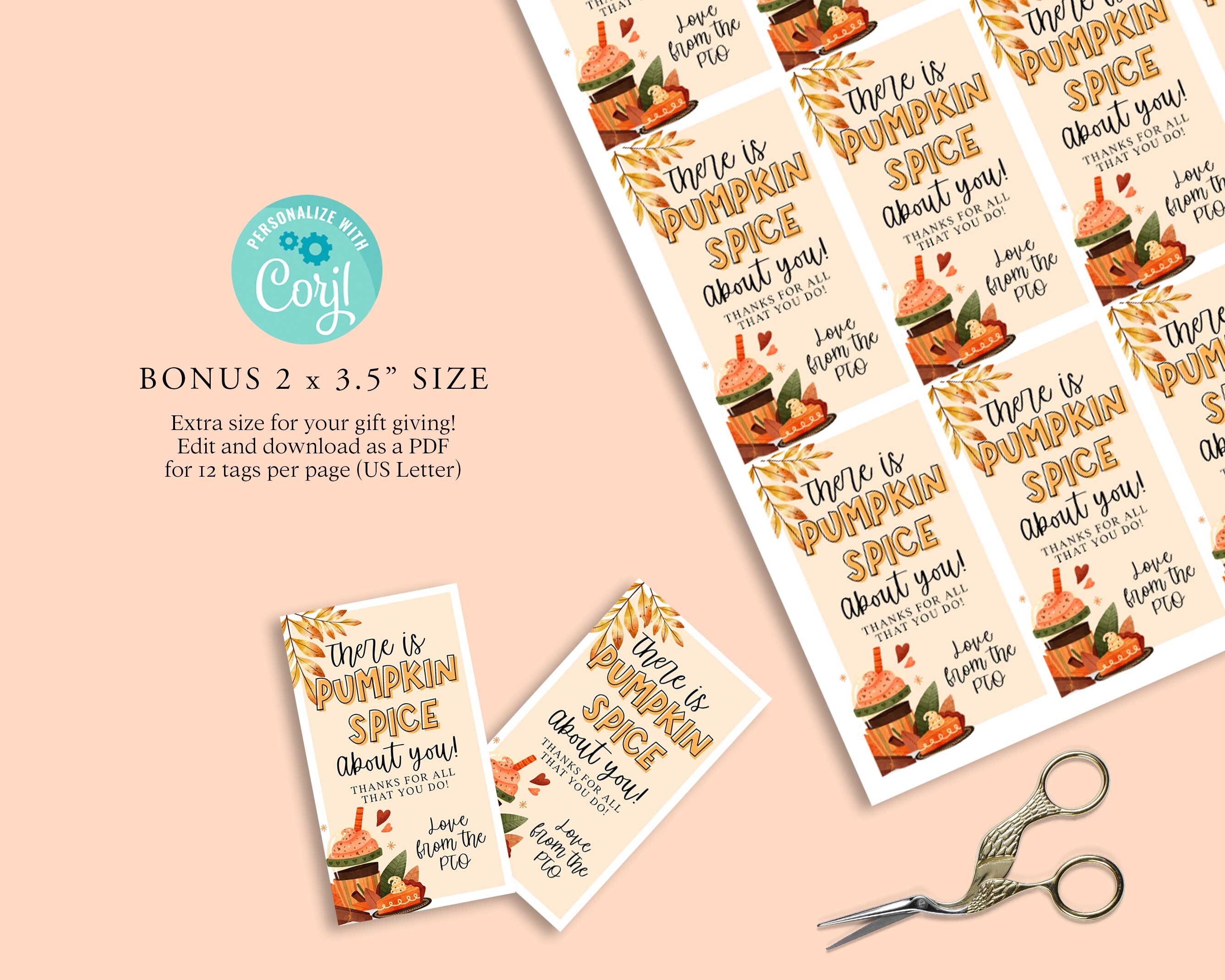 FALL Appreciation Gift Tag, Teacher, Friends, Thanksgiving Pumpkin ...