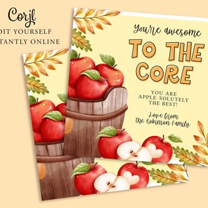 TEACHER Appreciation Gift Tag, Teacher, Friends, Thanksgiving Apple ...