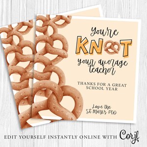 PRETZEL Appreciation Gift Tag, Teacher, Friends, Mothers Day, Valentine ...