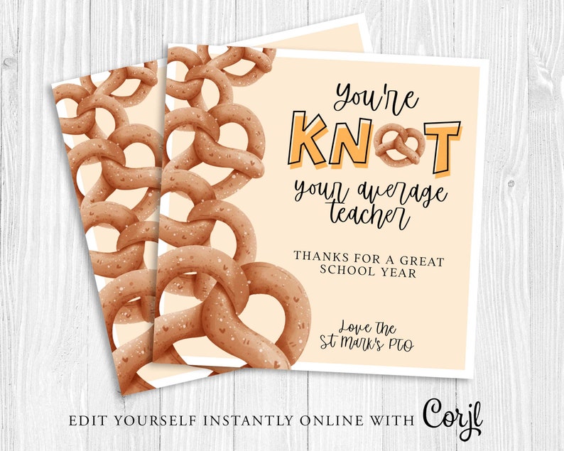 PRETZEL Appreciation Gift Tag, Teacher, Friends, Mothers Day, Valentine ...