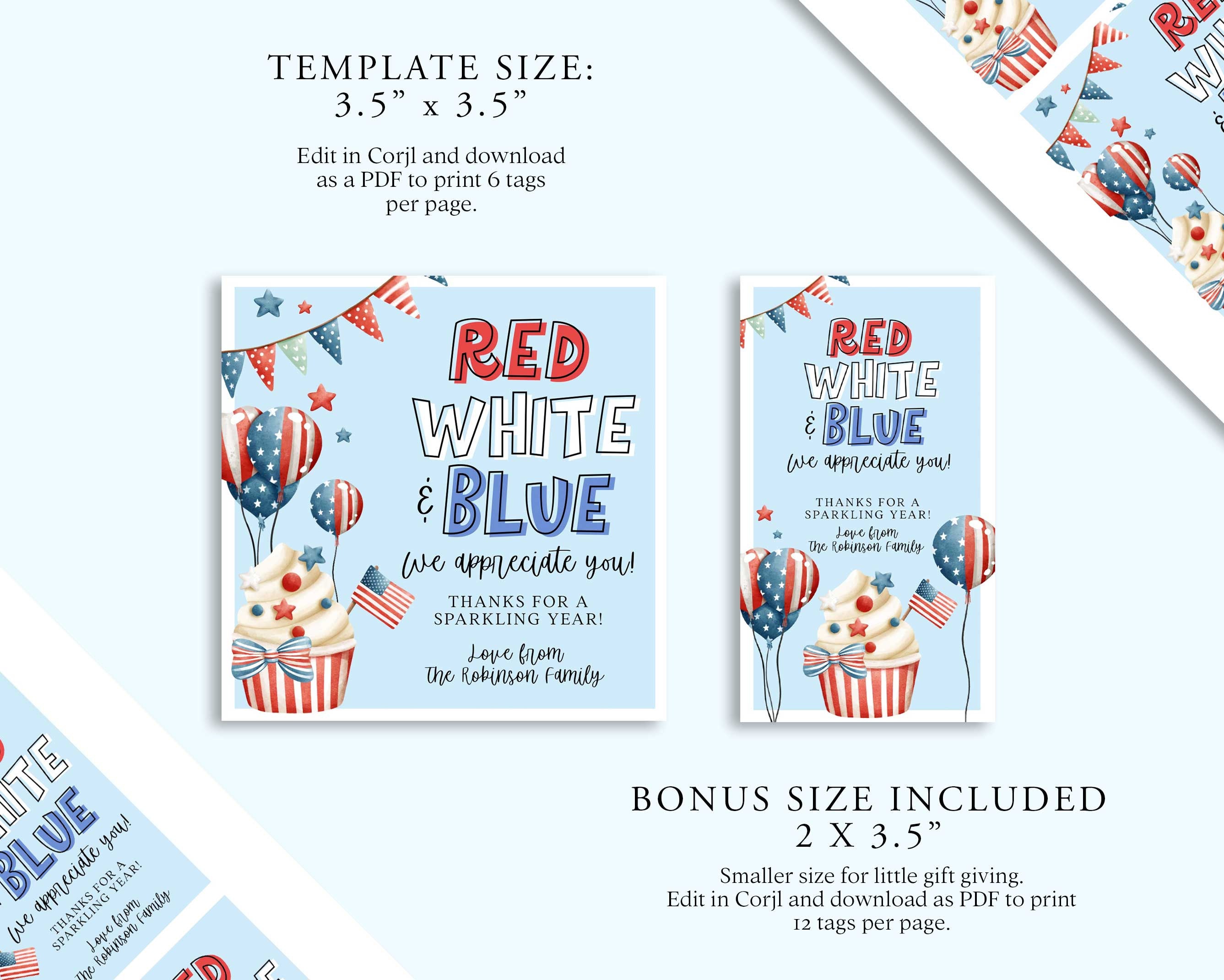 JULY 4TH Party Favor, Appreciation Gift Tag, Teacher, Friends ...