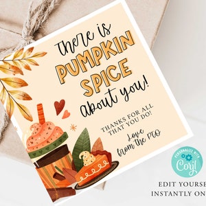 FALL Appreciation Gift Tag, Teacher, Friends, Thanksgiving Pumpkin ...