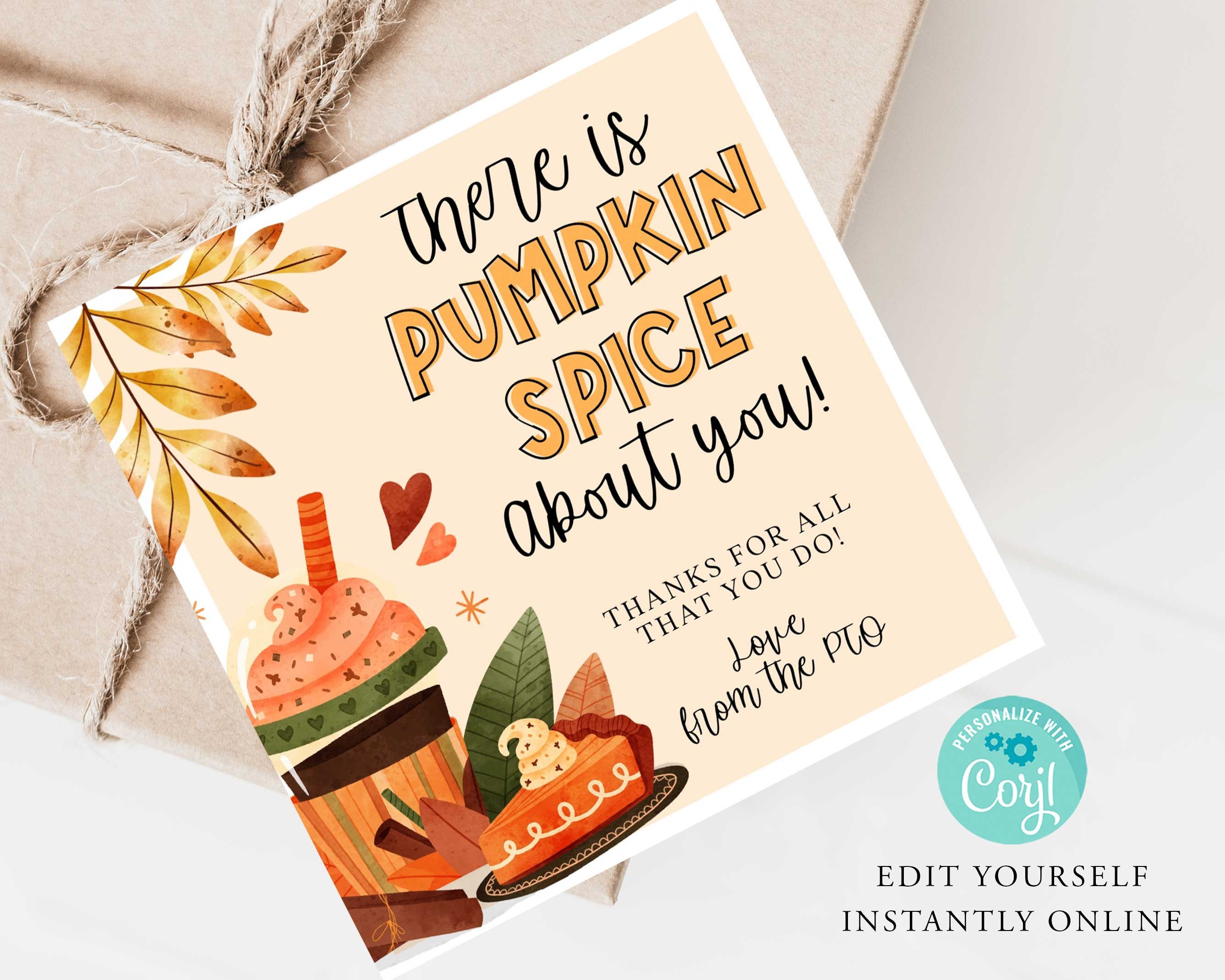 FALL Appreciation Gift Tag, Teacher, Friends, Thanksgiving Pumpkin ...