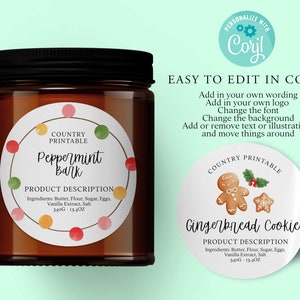 Editable CHRISTMAS Round Labels, Round Kraft Label, Baking Label ...