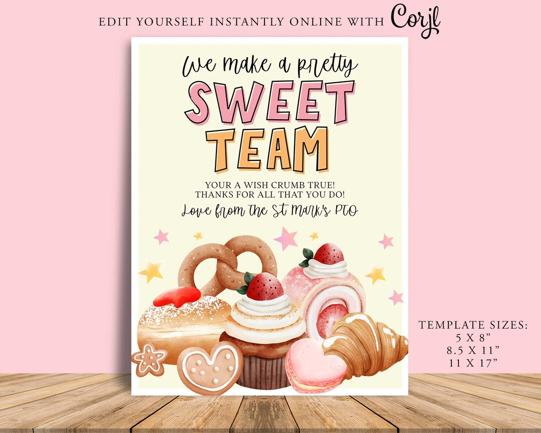 SWEETS Appreciation Sign, Teacher Staff Nurse Volunteer Appreciation ...