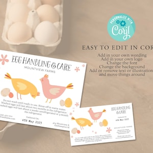 EGG HANDLING Instruction Card Template, Fresh Egg Care Label, Egg ...