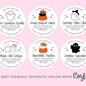 Editable HALLOWEEN Labels, Round Kraft Label, Baking Label Printable ...