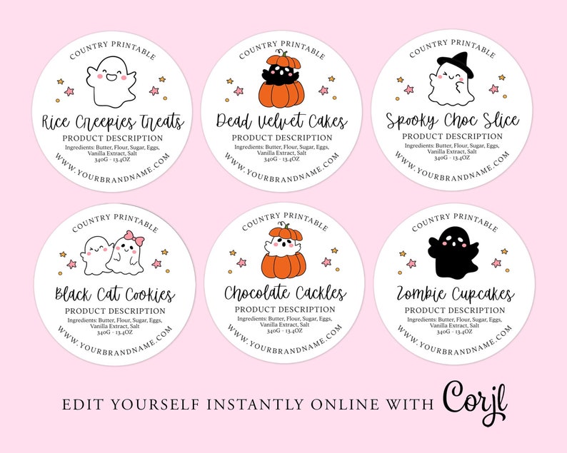 Editable HALLOWEEN Labels, Round Kraft Label, Baking Label Printable ...