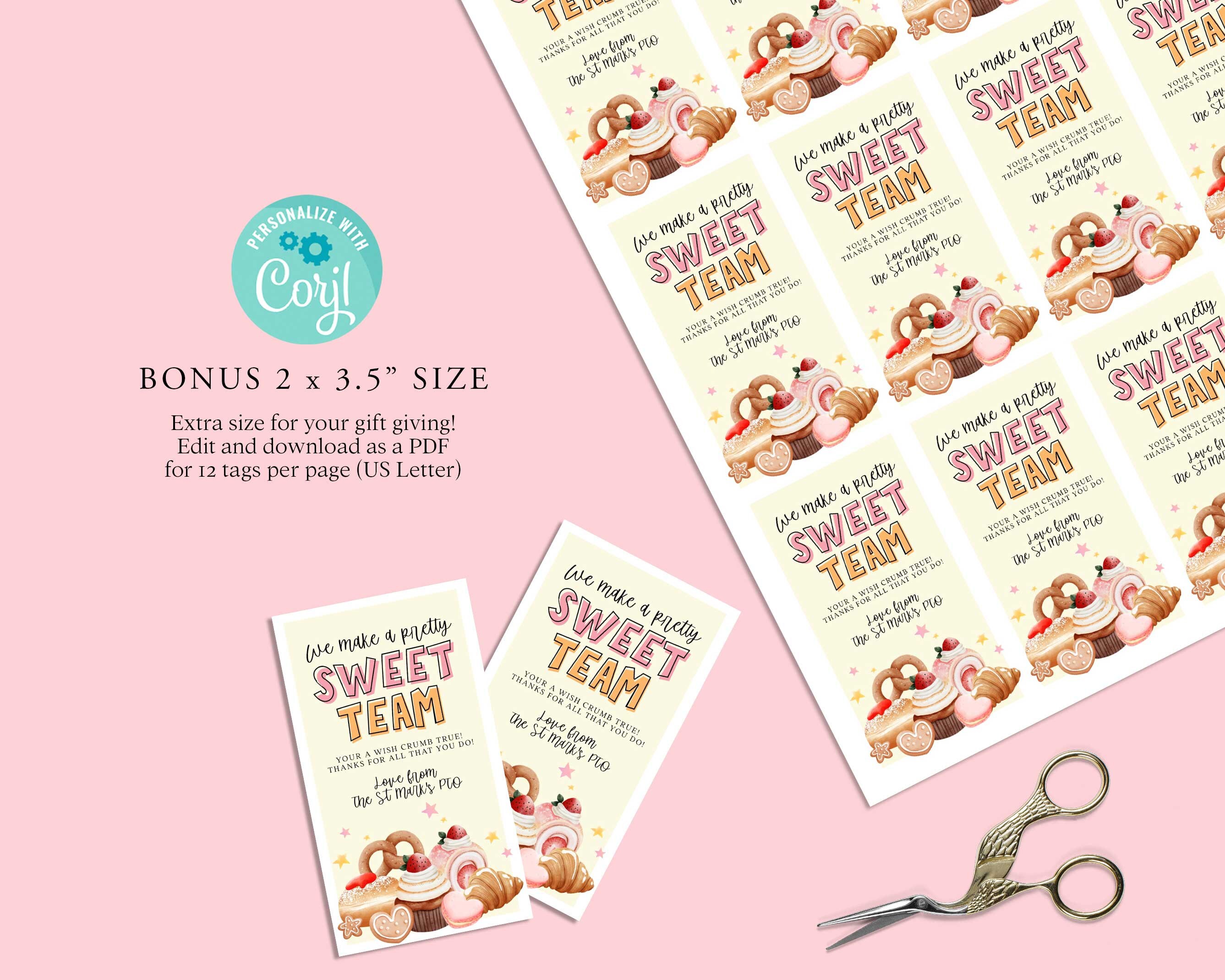 SWEETS Appreciation Gift Tag, Teacher, Friends, Mothers Day, Valentine ...