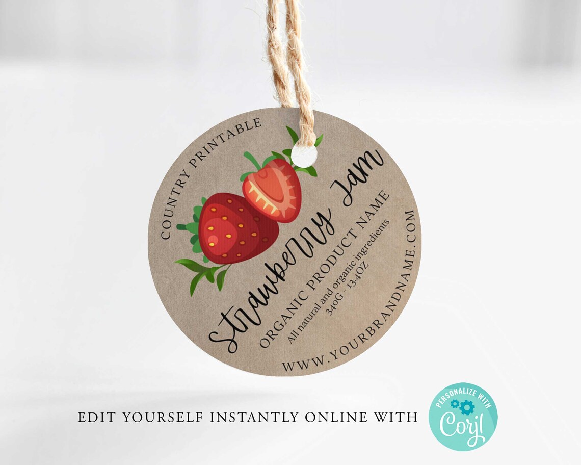 Editable JAM Labels Round Kraft Label Jam Label Printable - Etsy