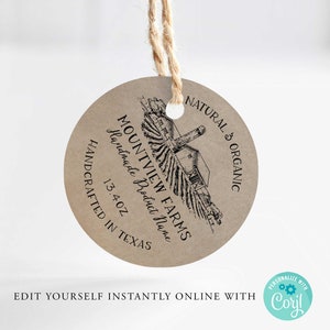 Round FARMHOUSE Editable Product Sticker, ORGANIC Circular Product ...