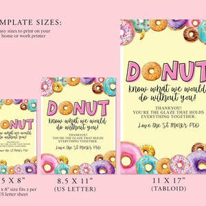 DONUT Appreciation Sign, Teacher Staff Nurse Volunteer Appreciation ...