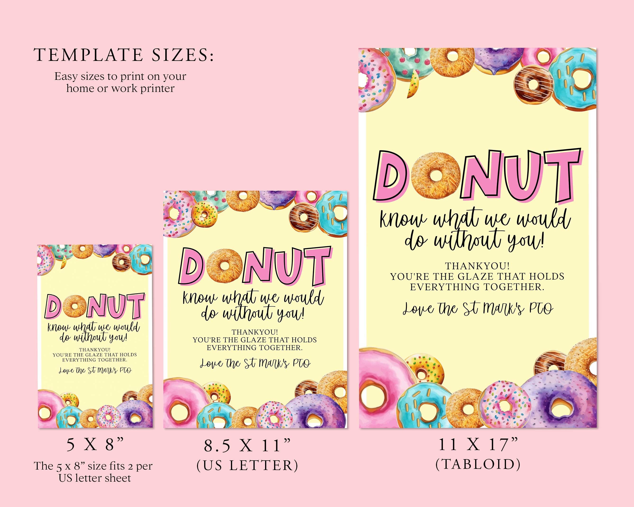 DONUT Appreciation Sign, Teacher Staff Nurse Volunteer Appreciation ...