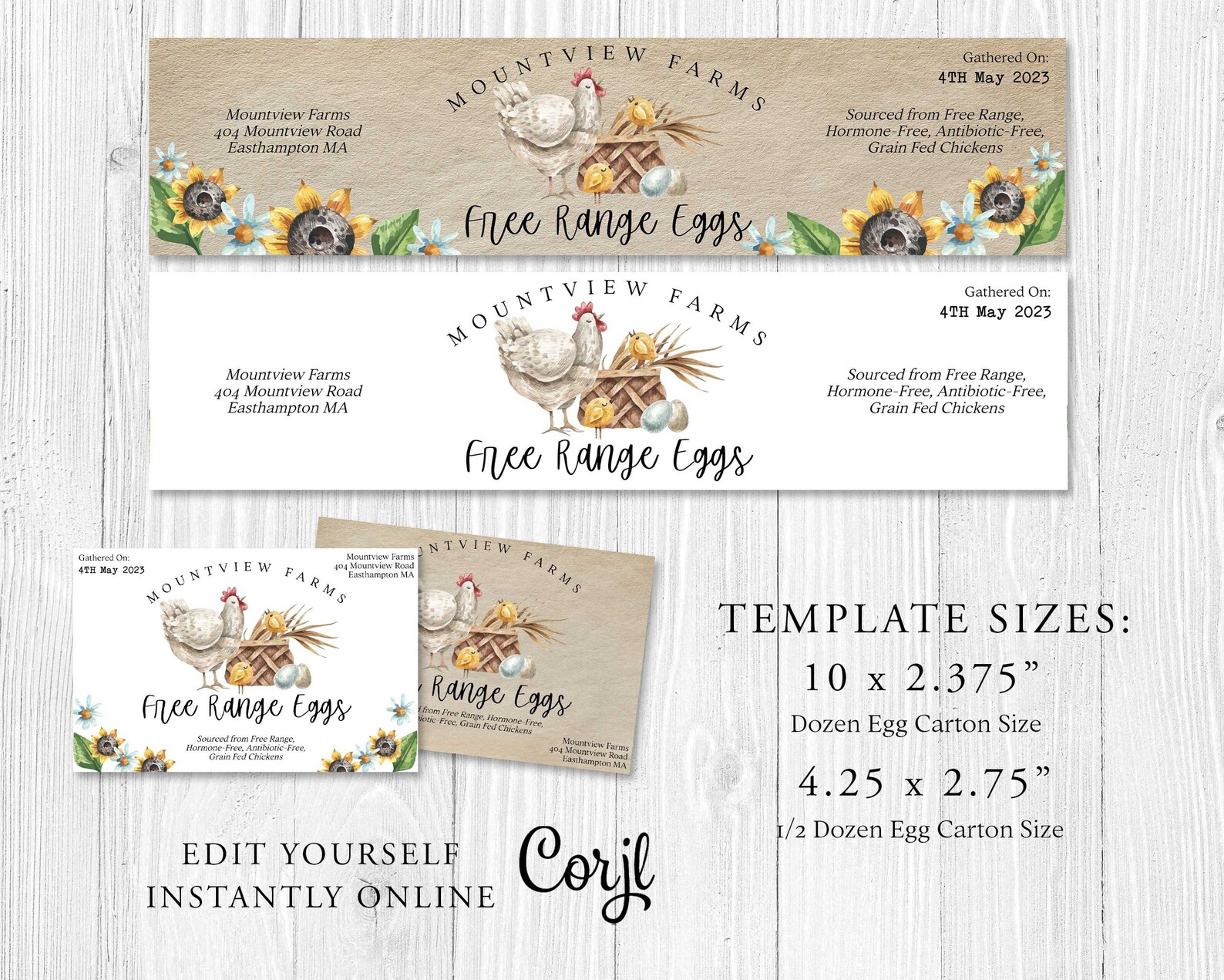 EGG CARTON Label Template, Free Range Egg Carton Label, Farmers Market ...