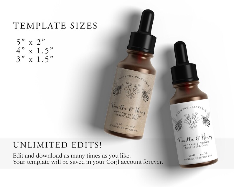 ORGANIC Dropper Bottle Label, Custom Product Label, Diy Essential Oil ...