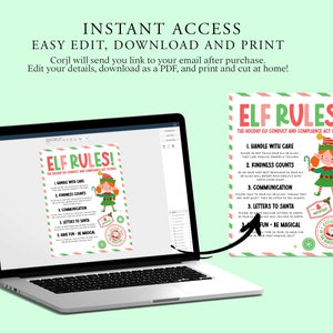 CHRISTMAS ELF Rules Sign, Christmas Elf Activities, DIY, Santa's ...