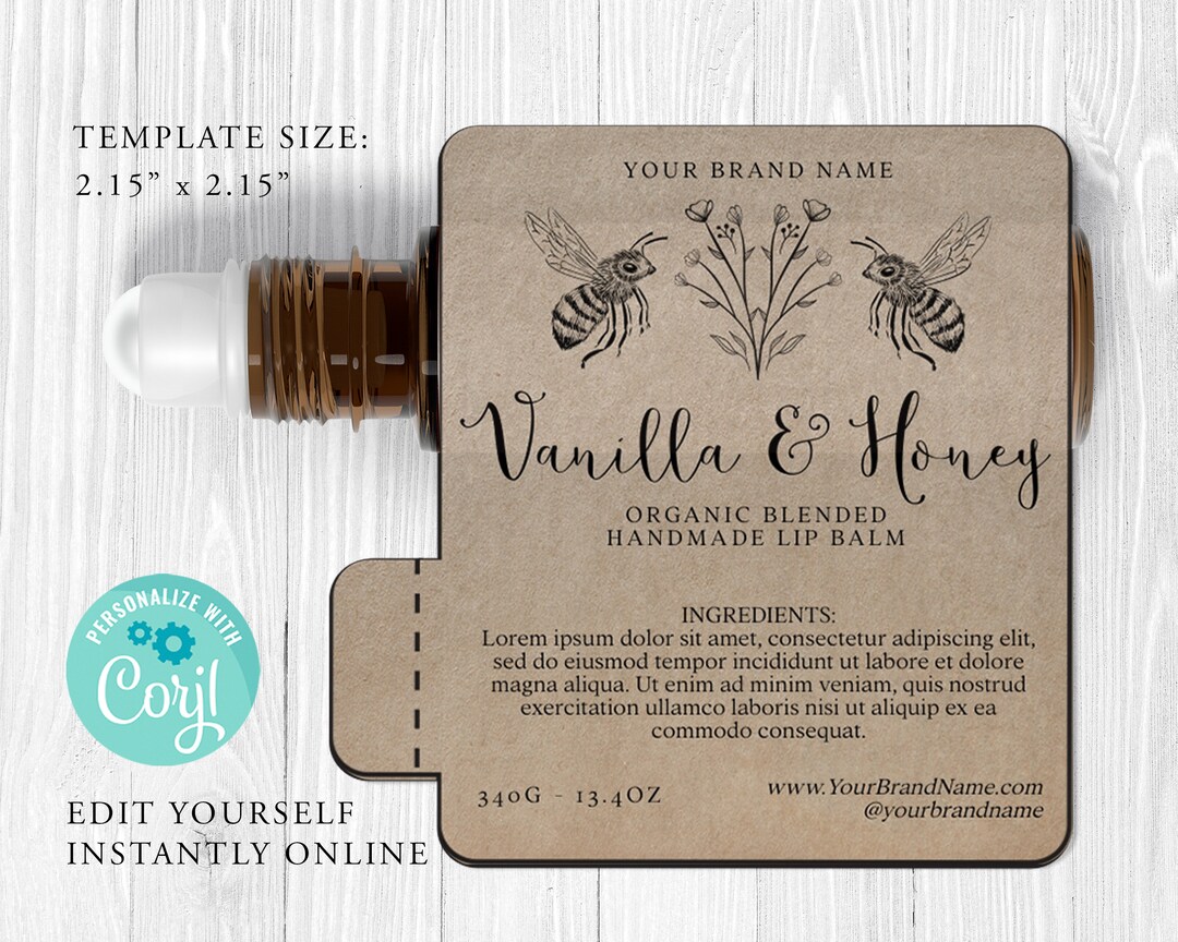 KRAFT Editable Lip Balm Label, Chapstick Tube Label, Vintage Label ...