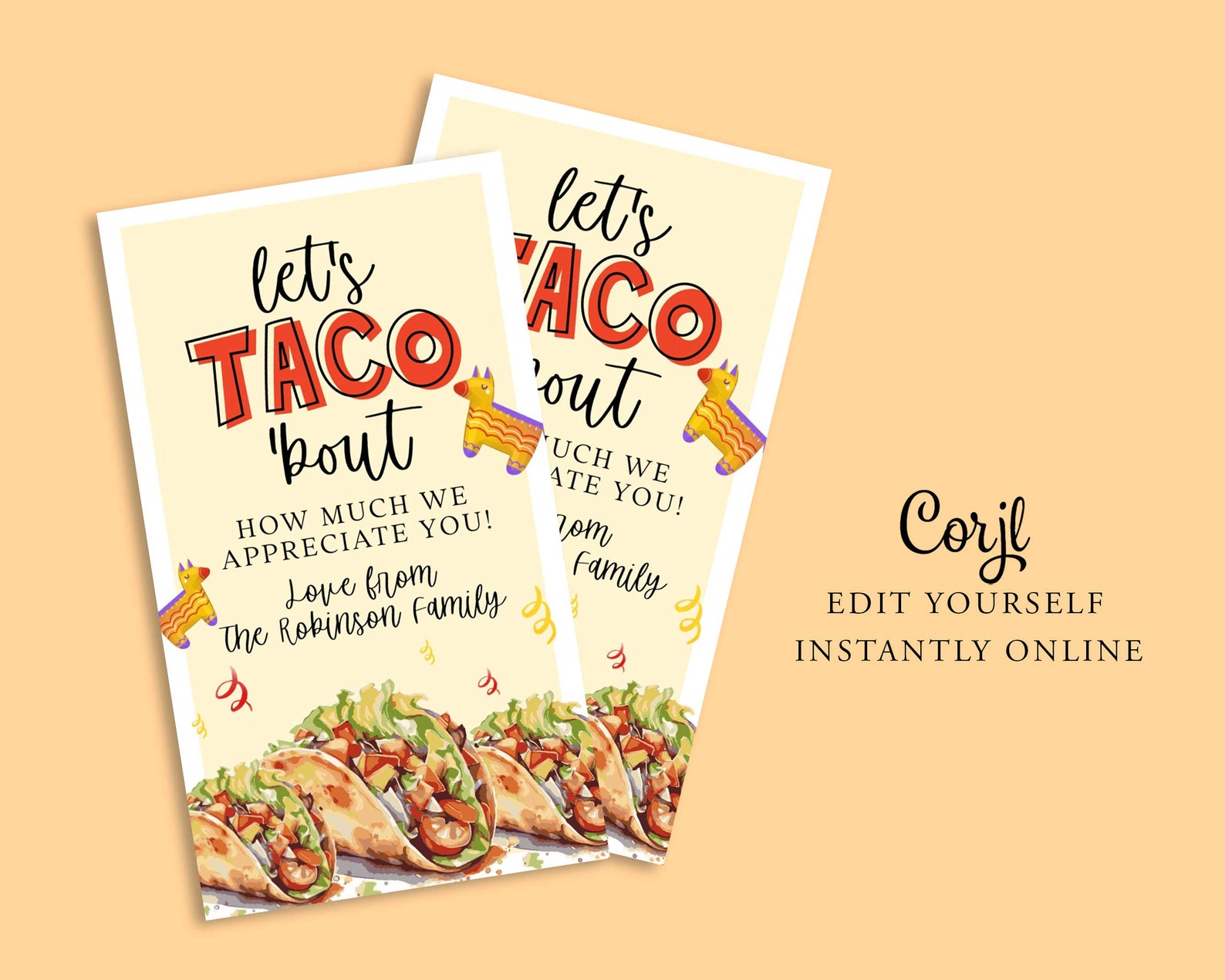 Let's TACO 'bout Appreciation Gift Tag, Teacher, Friends, Mothers Day ...