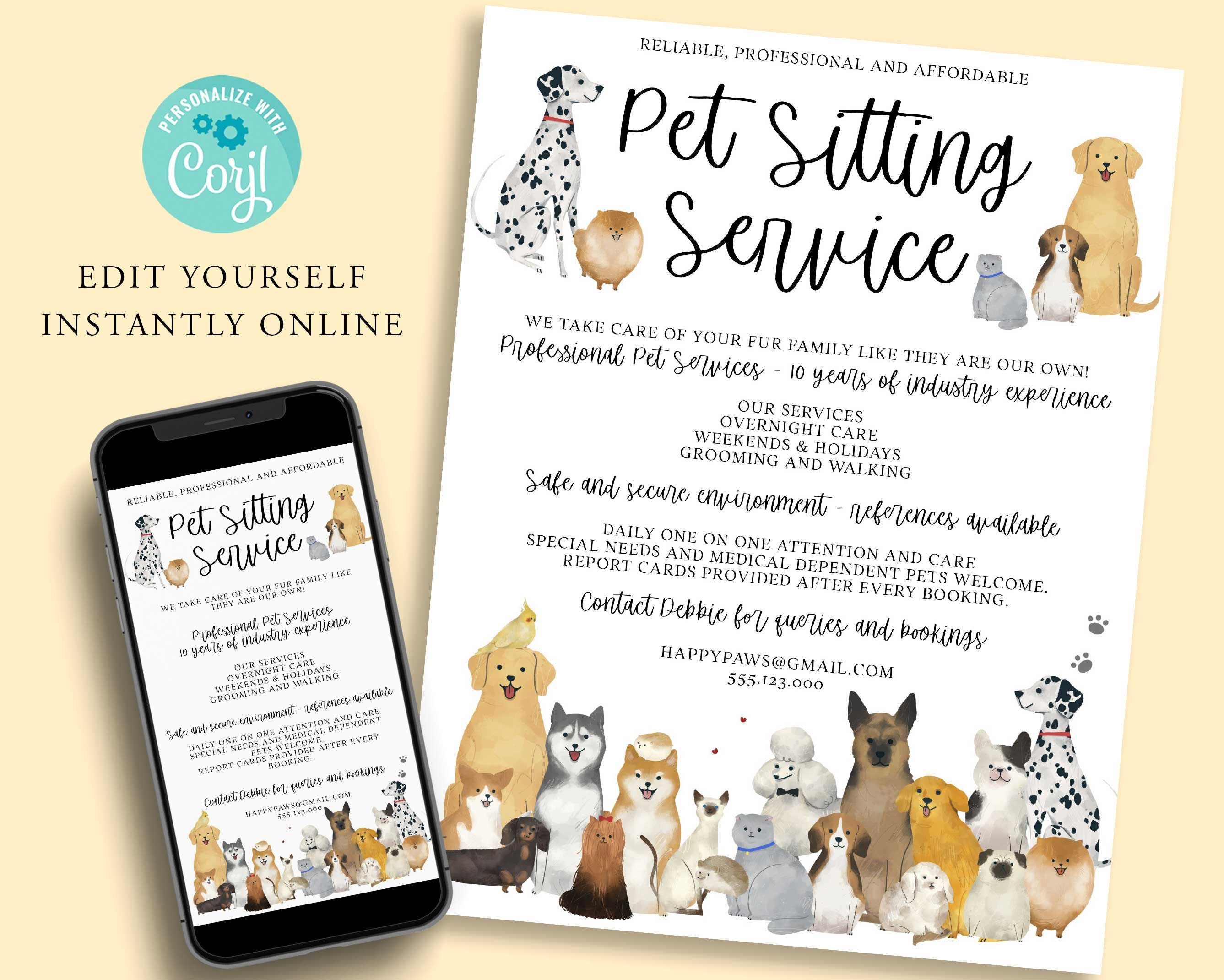 PET SITTING Flyer, Pet Walking Business Flyer Template, Pet Grooming ...