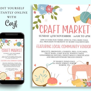 CRAFT MARKET Editable Flyer, DDIY Fundraiser, Community Fair Flyer ...