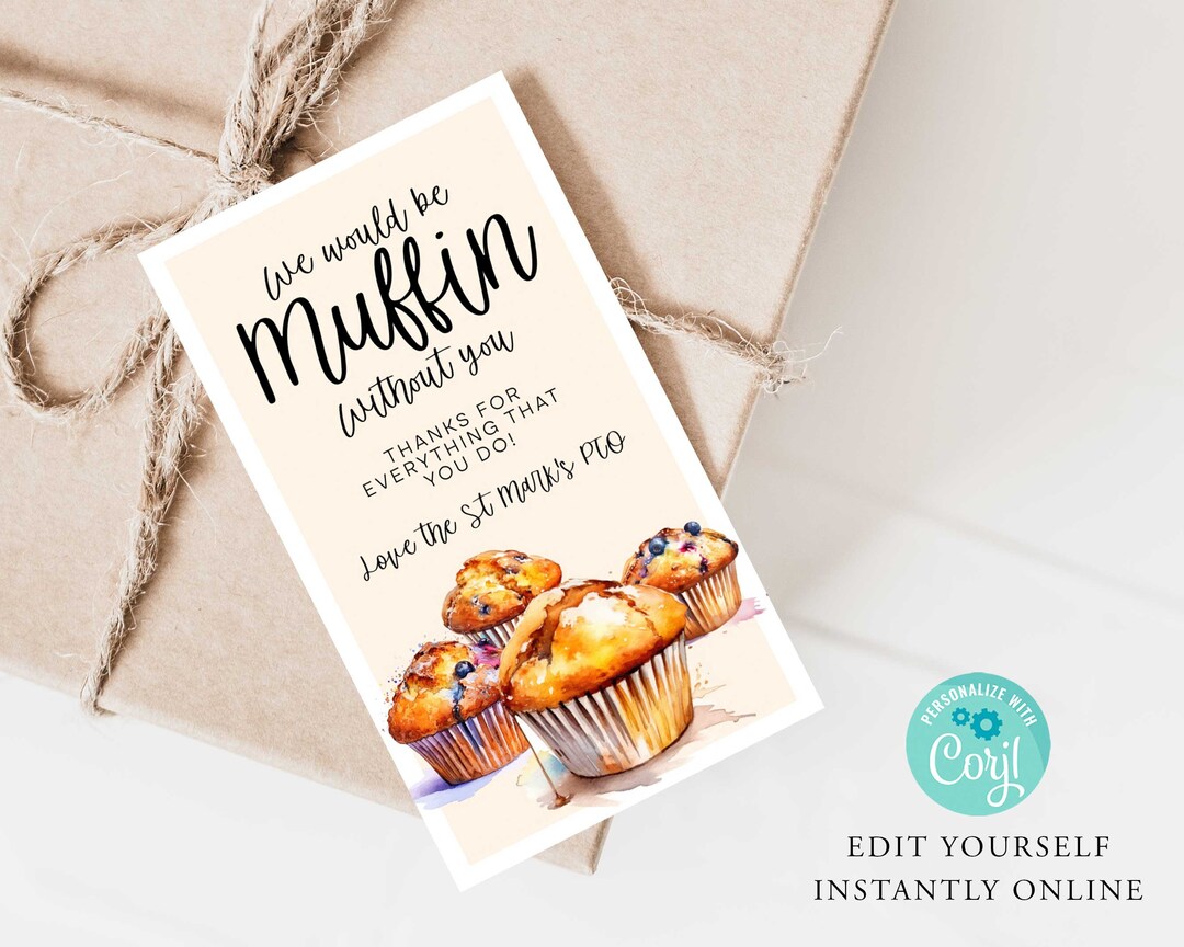 MUFFIN Appreciation Gift Tag, Teacher, Friends, Mothers Day, Valentine ...