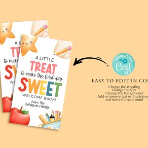 BACK to SCHOOL Treat Appreciation Gift Tag, Teacher, Friends Thankyou ...