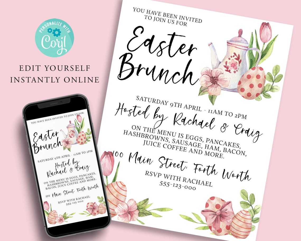 Editable EASTER BRUNCH Flyer Template, SPRING Flyer, Diy Flyer, Custom ...