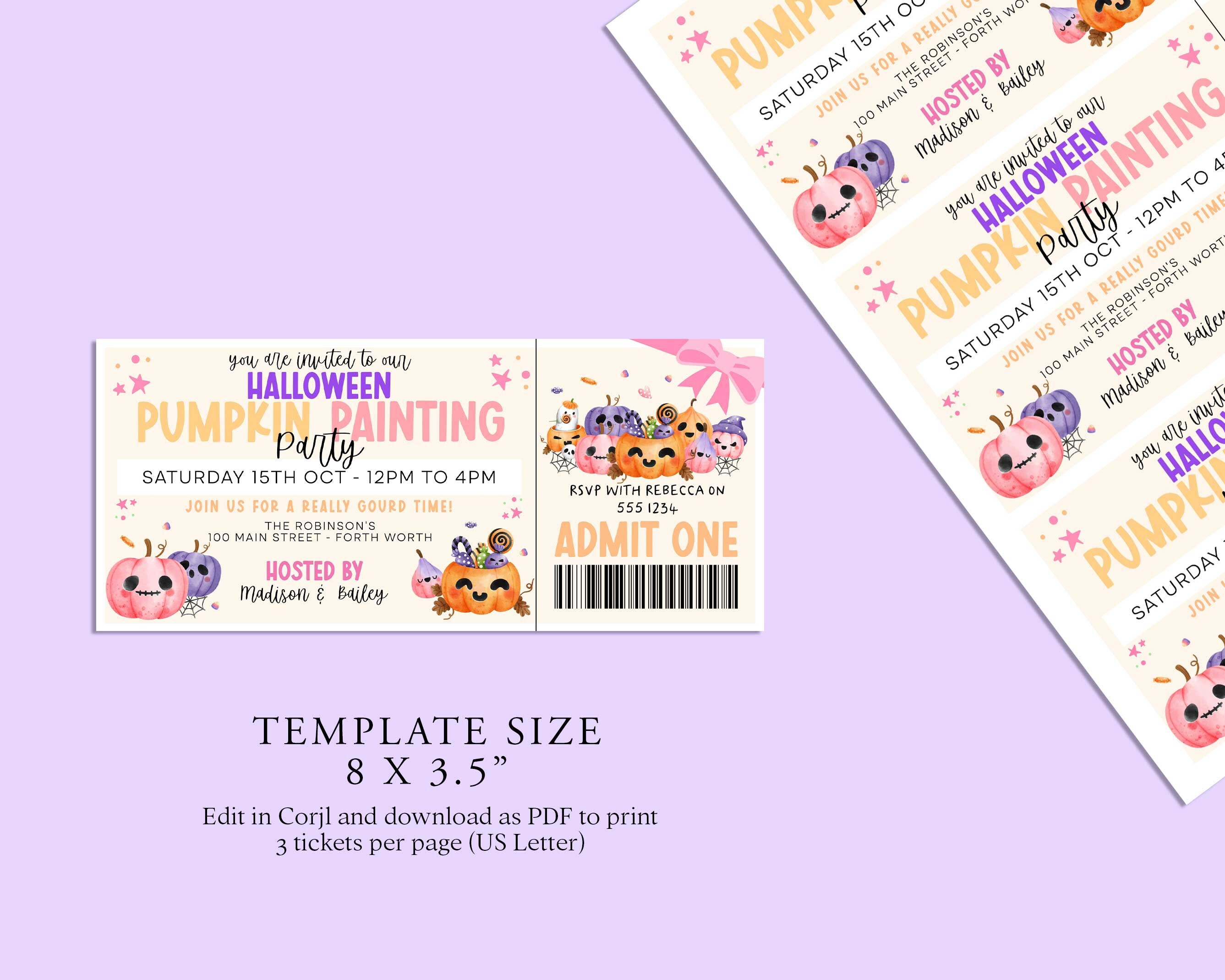 HALLOWEEN Pumpkin Painting Party Flyer Editable Template, Spooky, Trick ...