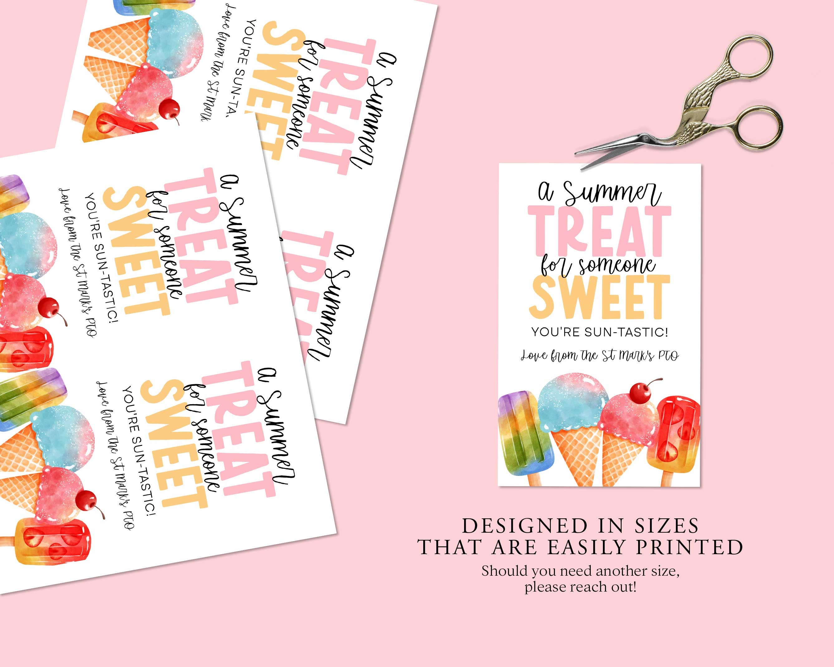 SUMMER TREAT Appreciation Sign, Teacher Staff Nurse Volunteer ...