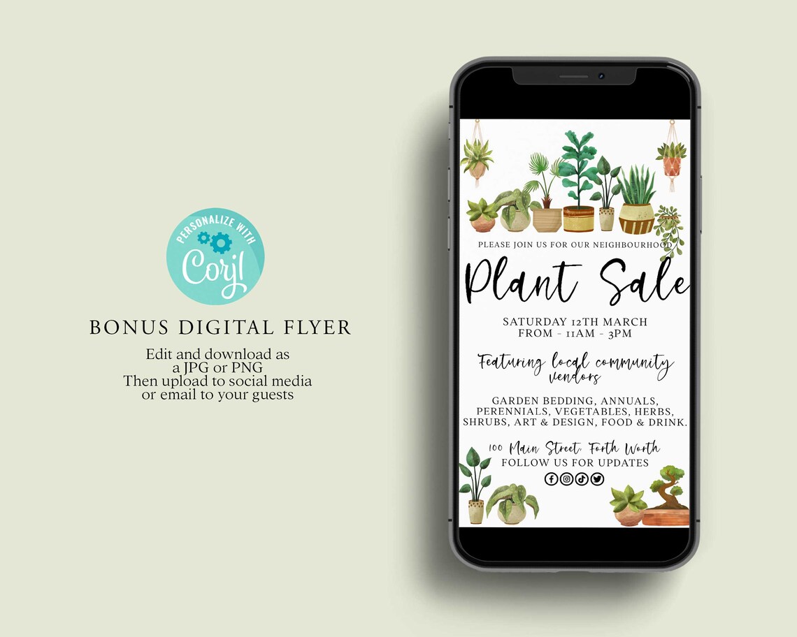 Editable PLANT SALE Flyer Template, Fundraiser Flyer, Diy Flyer, Spring ...
