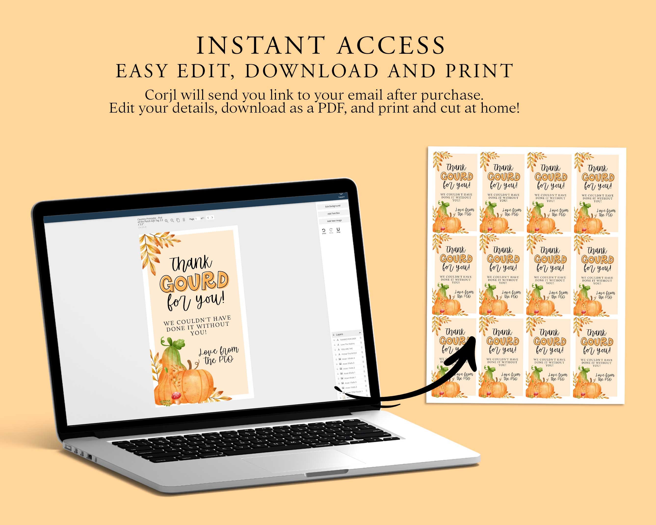 FALL Appreciation Gift Tag, Teacher, Friends, Thanksgiving Pumpkin ...