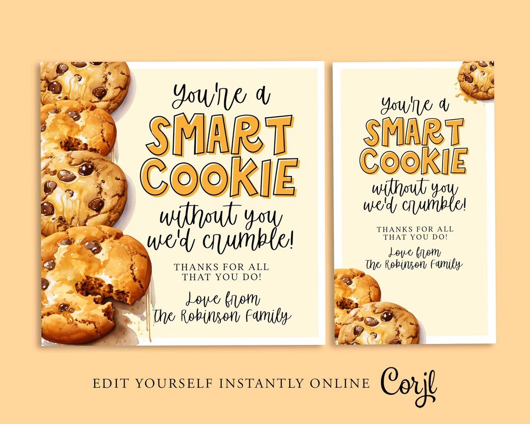 SMART COOKIE Appreciation Gift Tag, Teacher, Friends, Mothers Day ...