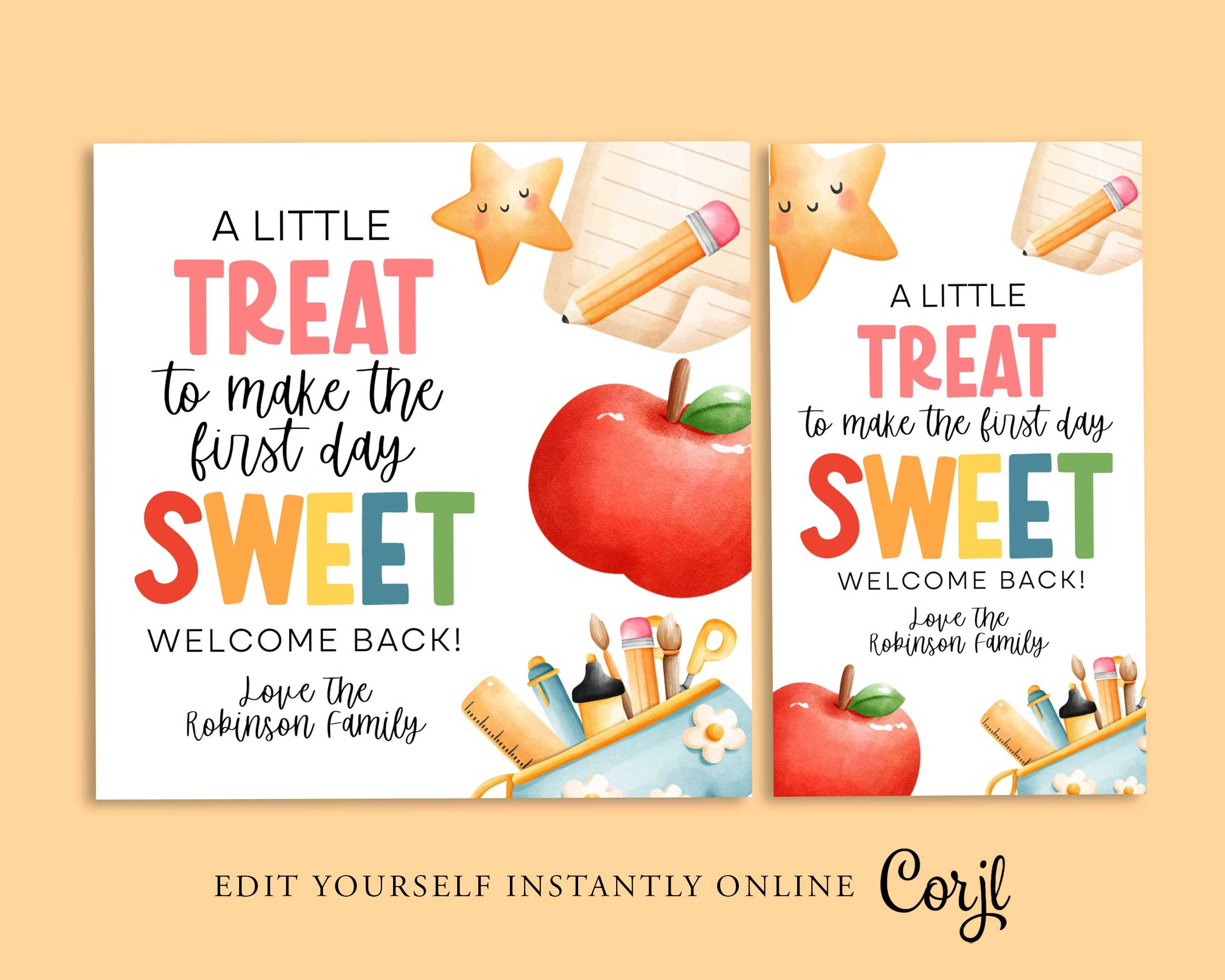 BACK to SCHOOL Treat Appreciation Gift Tag, Teacher, Friends Thankyou ...