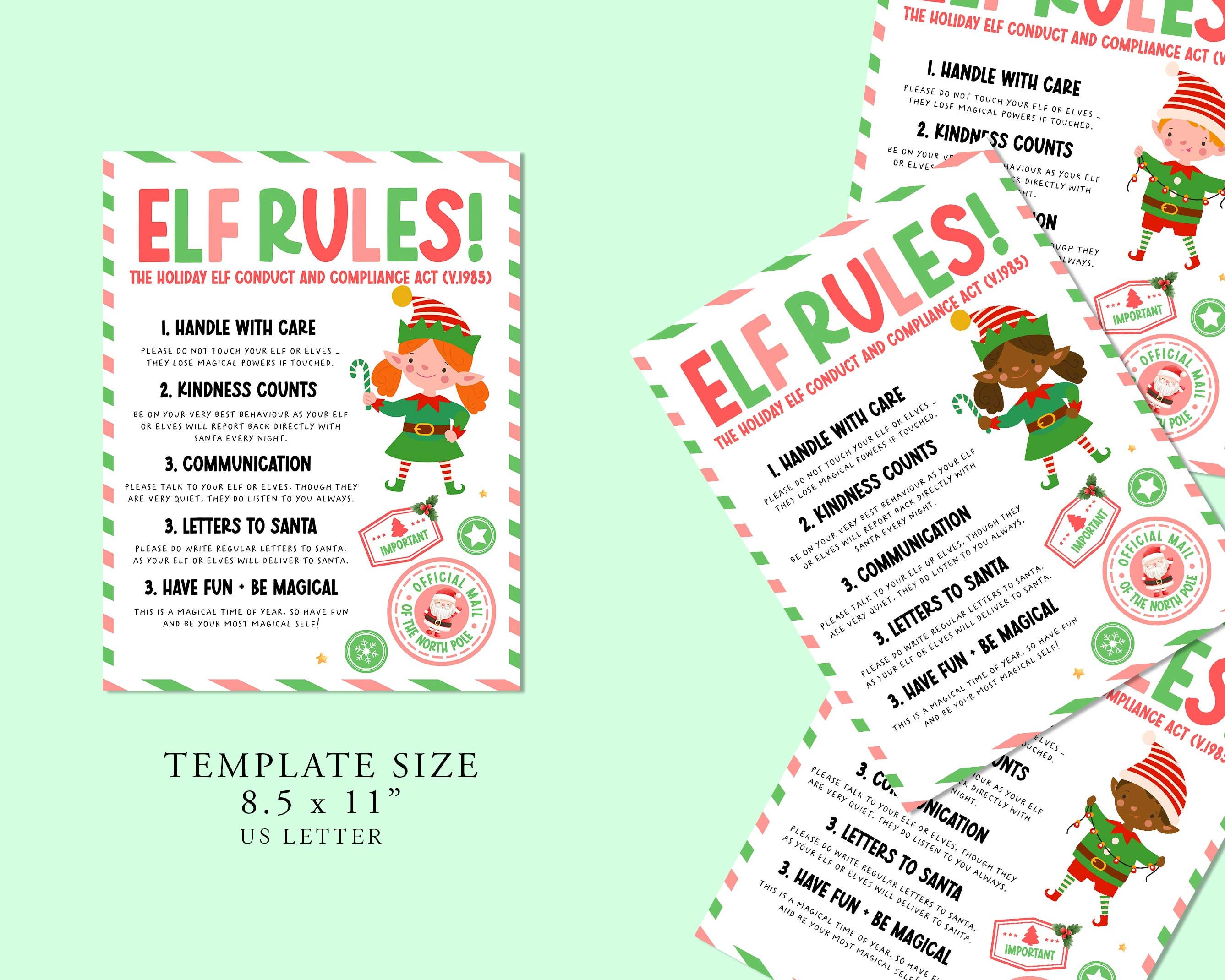 CHRISTMAS ELF Rules Sign, Christmas Elf Activities, DIY, Santa's ...