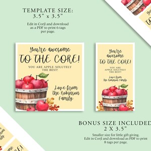 TEACHER Appreciation Gift Tag, Teacher, Friends, Thanksgiving Apple ...