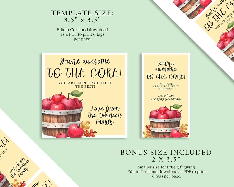 TEACHER Appreciation Gift Tag, Teacher, Friends, Thanksgiving Apple ...