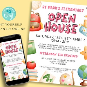SCHOOL Open House Flyer, Editable, Meet the Teacher, Family Newsletter ...