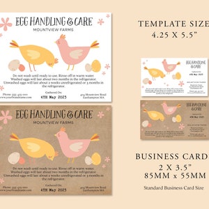 EGG HANDLING Instruction Card Template, Fresh Egg Care Label, Egg ...